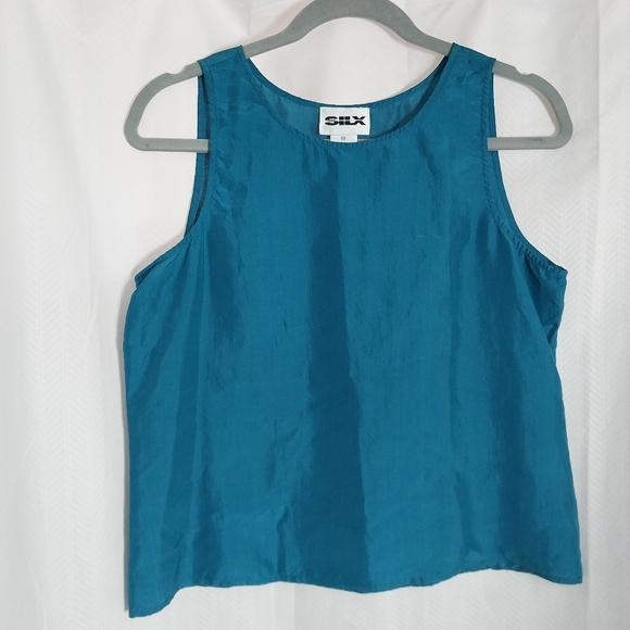 Silx by August Silk | Tops | Silx Silk Crop Top Tank Sleeveless Teal ...